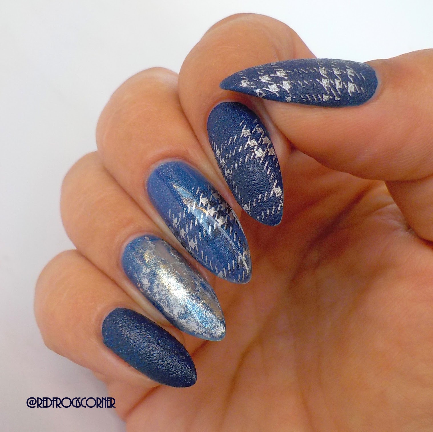 Red polish or bad polish?: Blue fabric nails with Cooi
