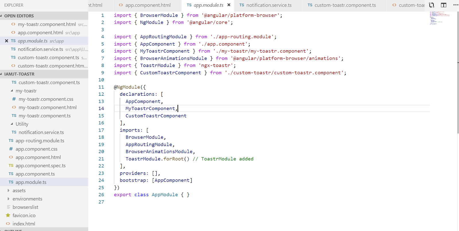 Angular-7 Toastr Notifications Default/Custom