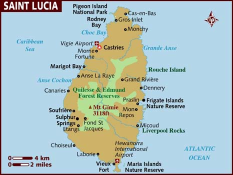 ST. LUCIA - GEOGRAPHICAL MAPS OF ST. LUCIA ~ Klima Naturali™