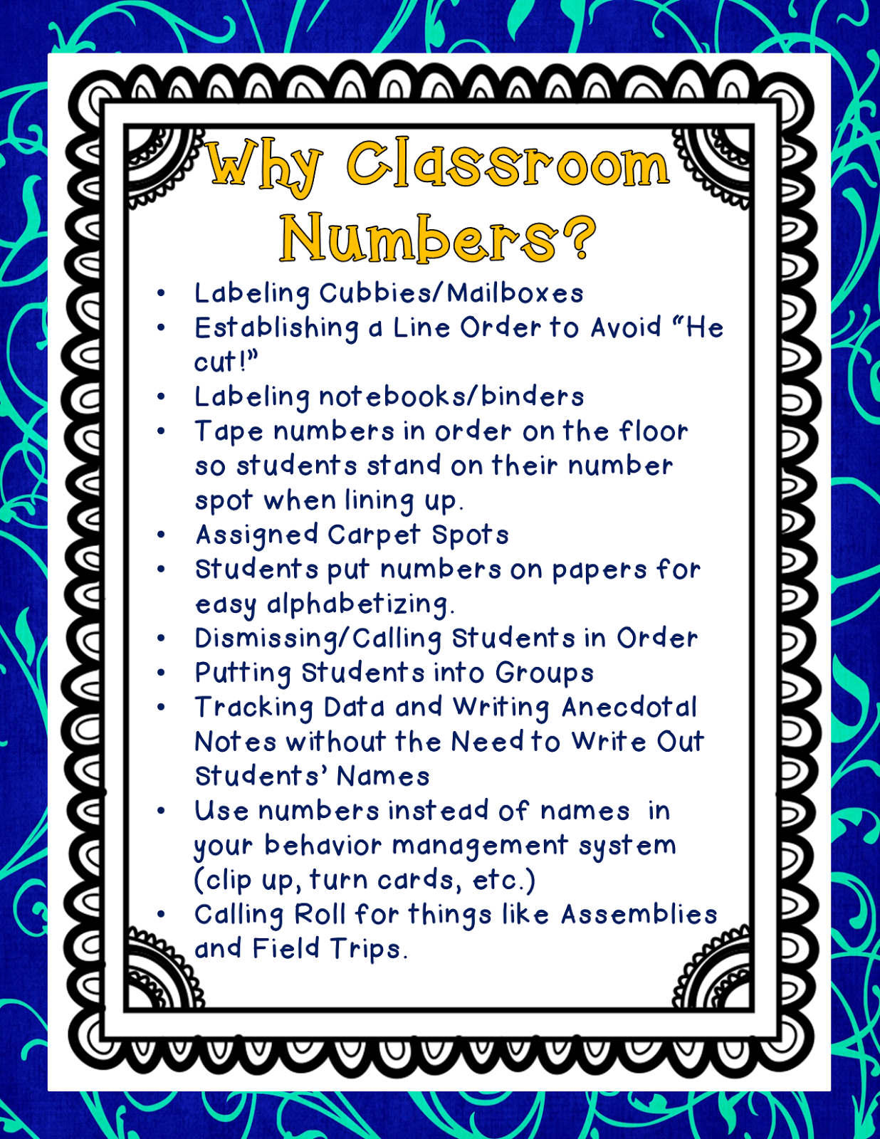 Mrs. Kelly's Klass: What's your Number? {freebie}