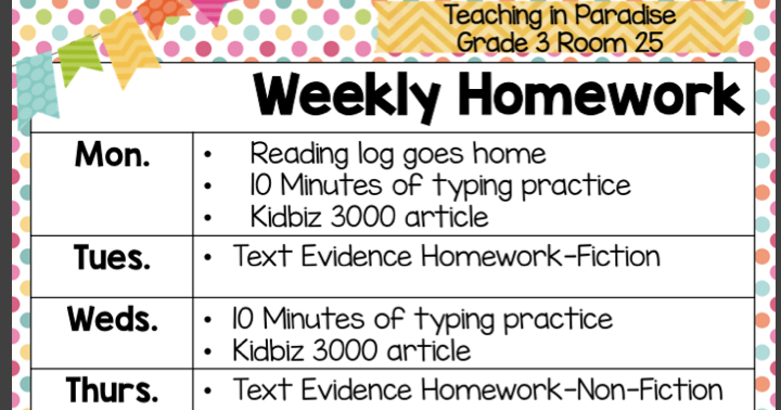 Teaching in Paradise: Weekly Homework Routine in my 3rd Grade Classroom