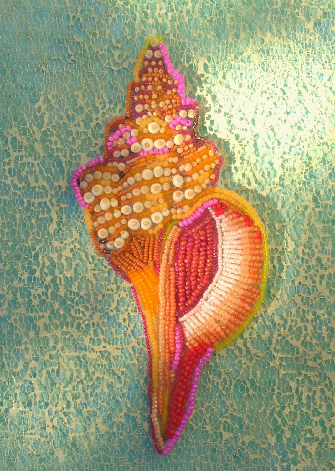 Eleanor Pigman: Seed Bead Embroidered Conch Shell