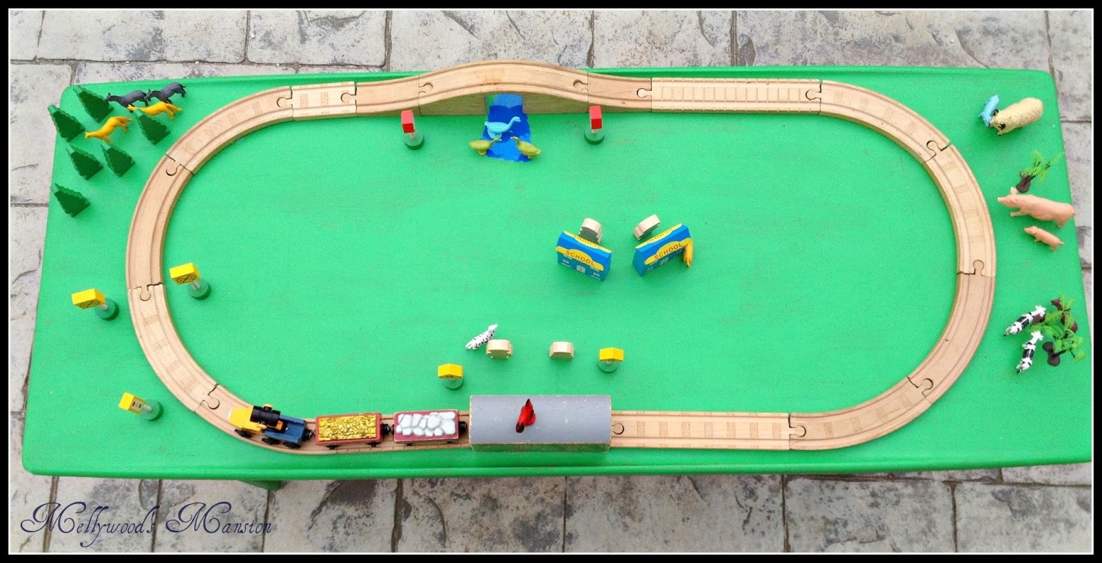 Mellywood's Mansion: Kids Toy Train Table - Upcycled Coffee Table