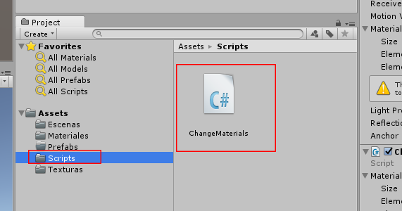 Aprende a programar: Materiales Unity 5. Script Cambiar un material. Parte 3 de 3