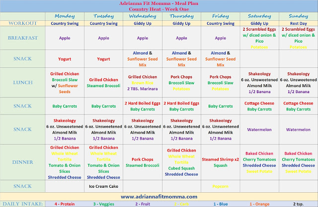 Adrianna Fit Momma: Country Heat - Meal Plan - Week One