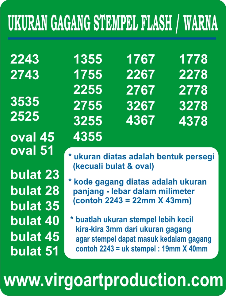 UKURAN GAGANG STEMPEL FLASH | Virgo Stempel Online