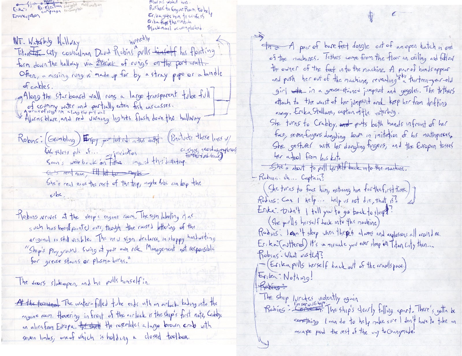 Tony Sladky - Writing: Waterbug Early Handwritten Drafts