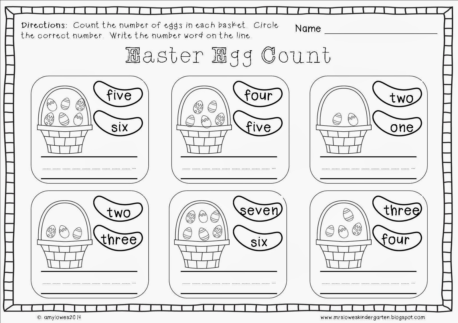 Mrs. Lowes' Kindergarten Korner: No Prep Easter Math and Literacy ...