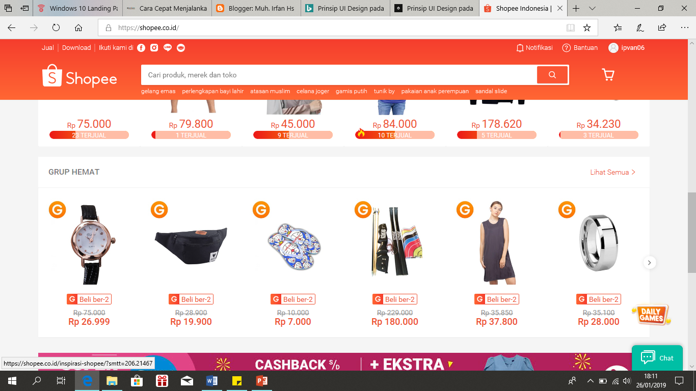 Muh. Irfan Hs: Prinsip UI Design pada Website Shopee