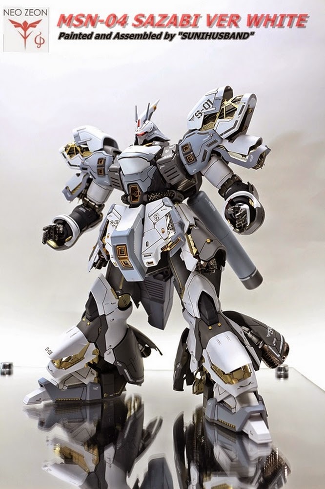Custom Build: MSN-04 Sazabi Ver. "Snow White" + Quadruple Gatling Gun set