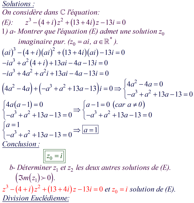 Résolution d'une équation de degré 3 dans C.... Composée d'une ...