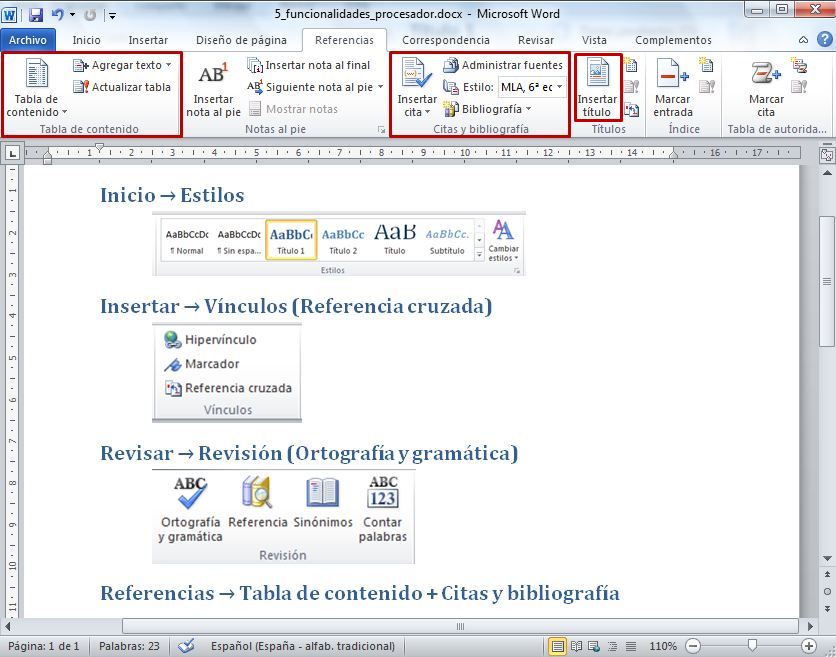 ORIENTATELECOS: 5 funcionalidades de tu procesador de textos que ...