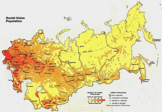 Soviet Union Population Map 1979