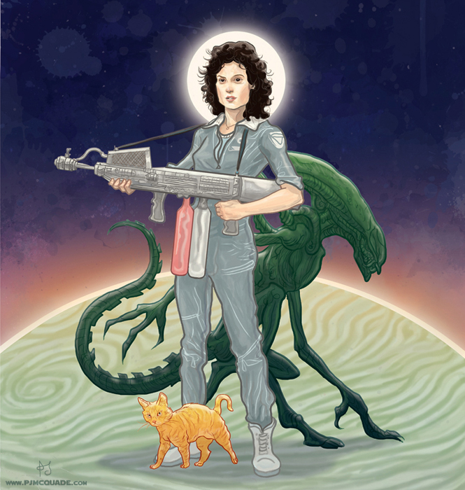 The Art of PJ McQuade: Ripley, Xenomorph & Jonesy - Alien Movie Poster ...