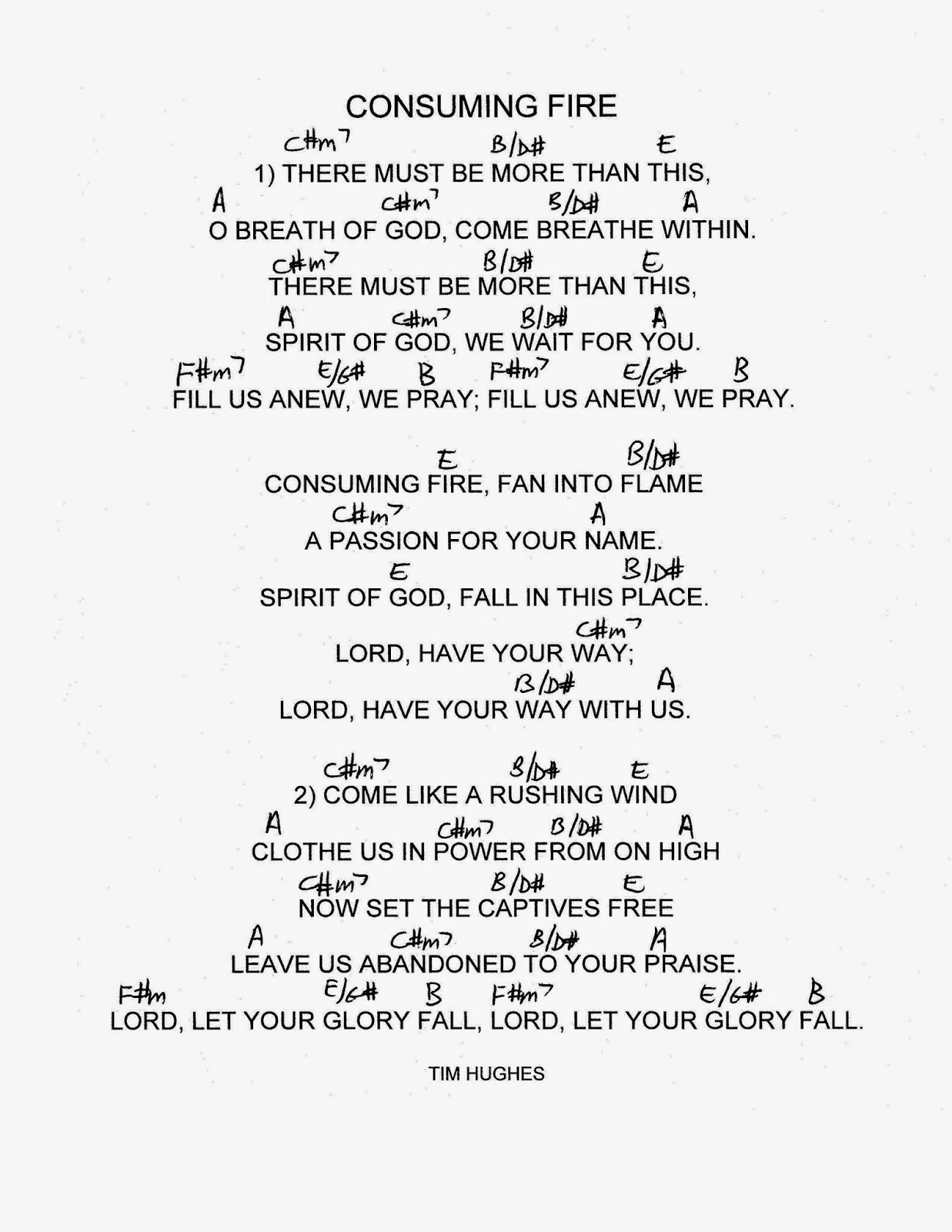 Worship Lead Sheets: Consuming Fire - Tim Hughes