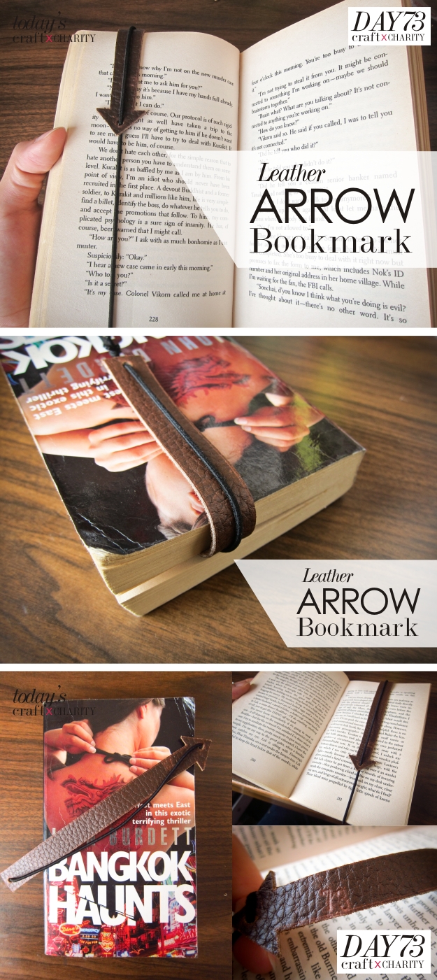 365 craft x charity: Day 73 - Leather Arrow Bookmark