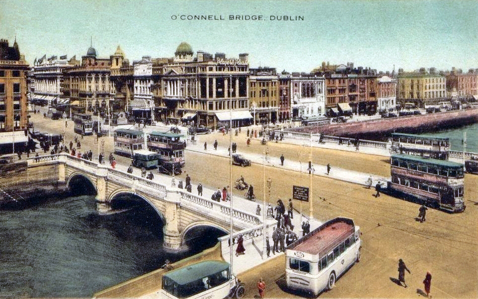 transpress nz: O'Connell Bridge, Dublin, 1920s