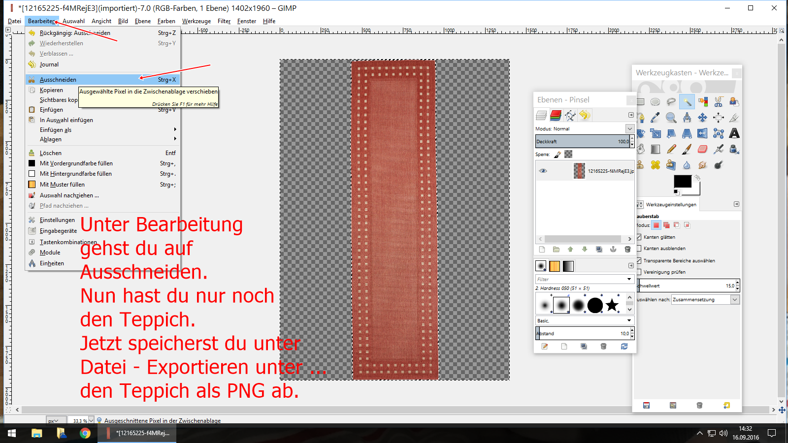 Annett's Sims 4 Welt: Wie schneide ich Teppiche in gimp aus?