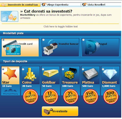MarketGlory Tutorial: Incarca si retrage euro