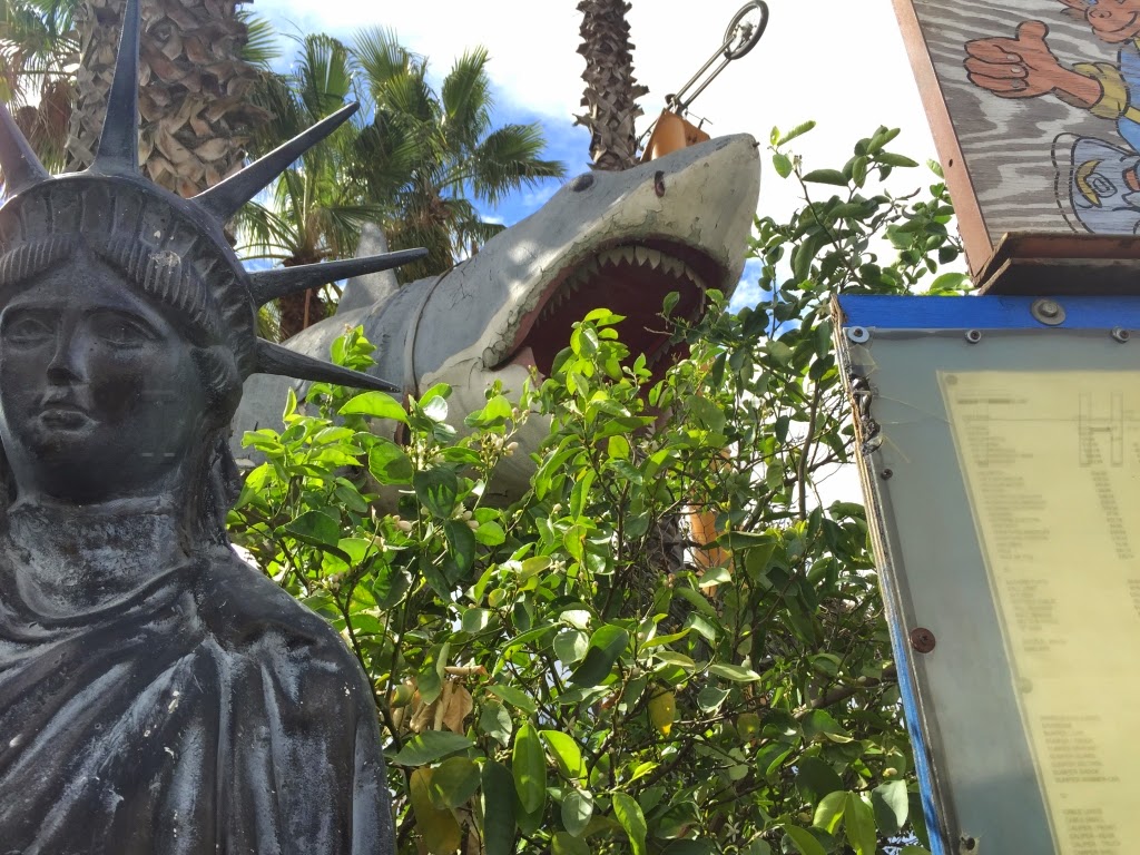 Dearly Departed Tours Hollywood: JAWS Shark in the trees - Junkyard Bruce