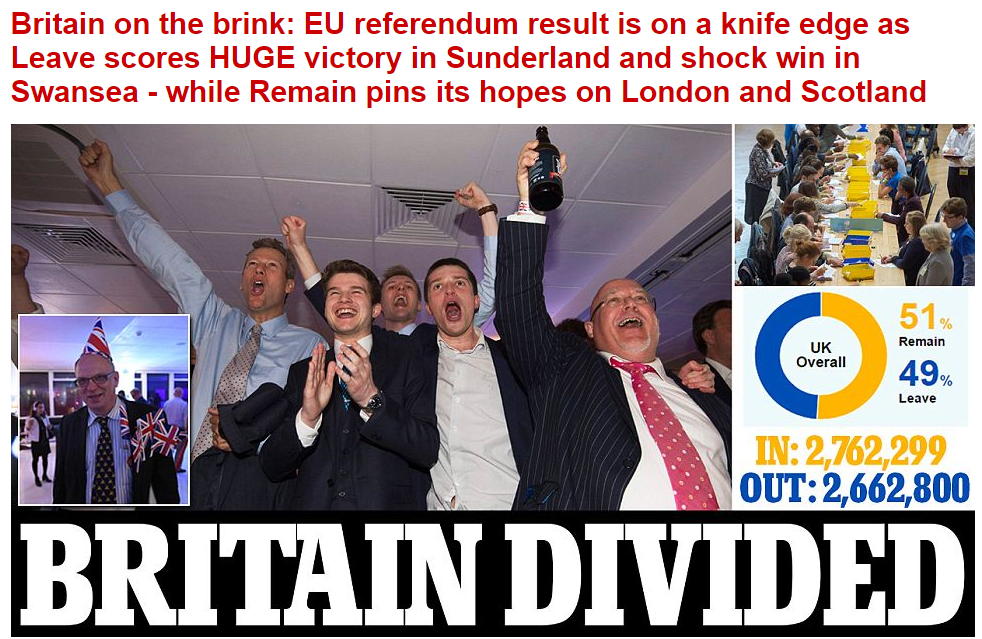 BREXIT REFERENDUM RESULTS : ගල උඩ තියුණු සටන