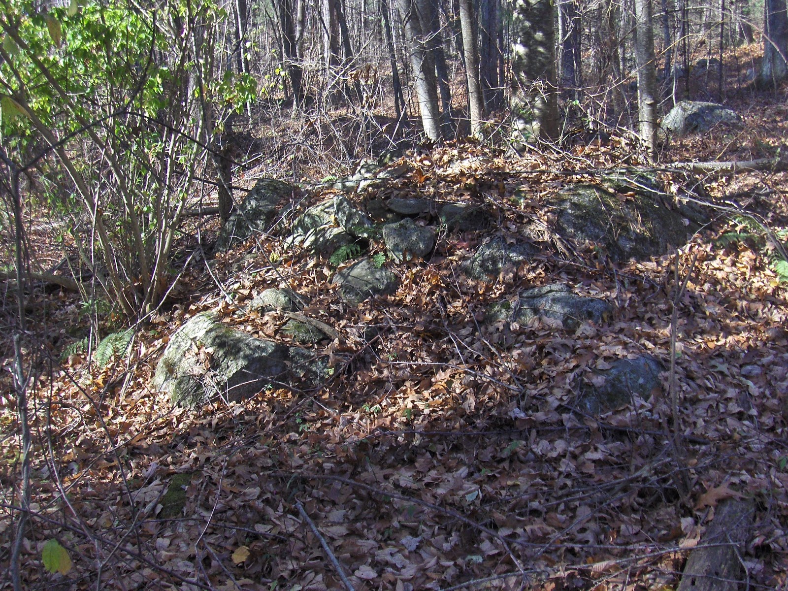 Rock Piles: Snake Meadow Brook - mounds against boulders