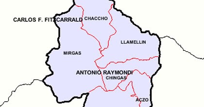 Llamellin - Antonio Raimondi: División Política