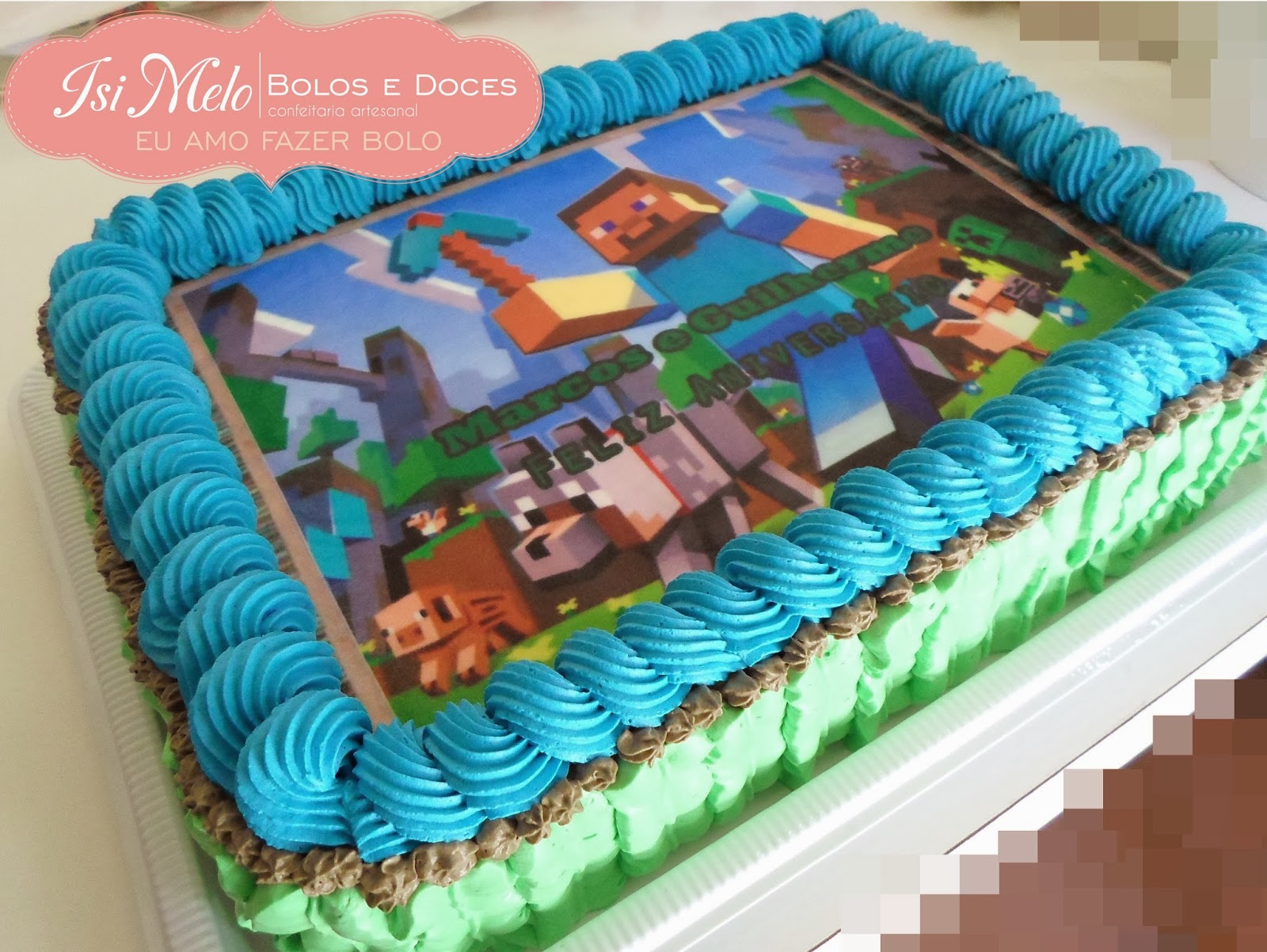 ISI MELO BOLOS E DOCES : BOLO MINECRAFT