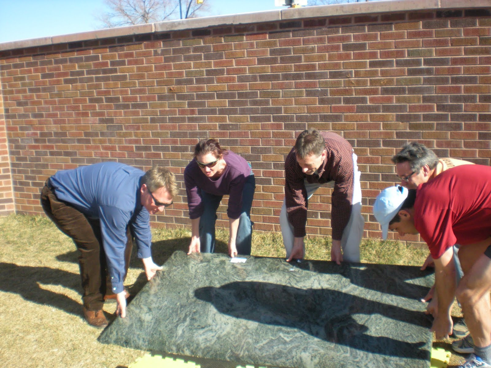 Aurora 7 Outdoor Classroom: Thanks to Muscle Crew for moving granite slab