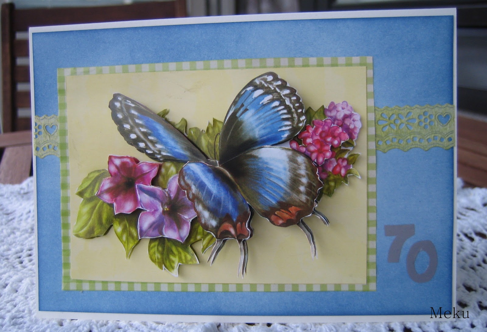 Meku askartelee: Kortti 70-vuotiaalle