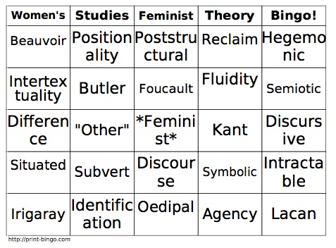 My year in Oxford: Feminist Theory Bingo