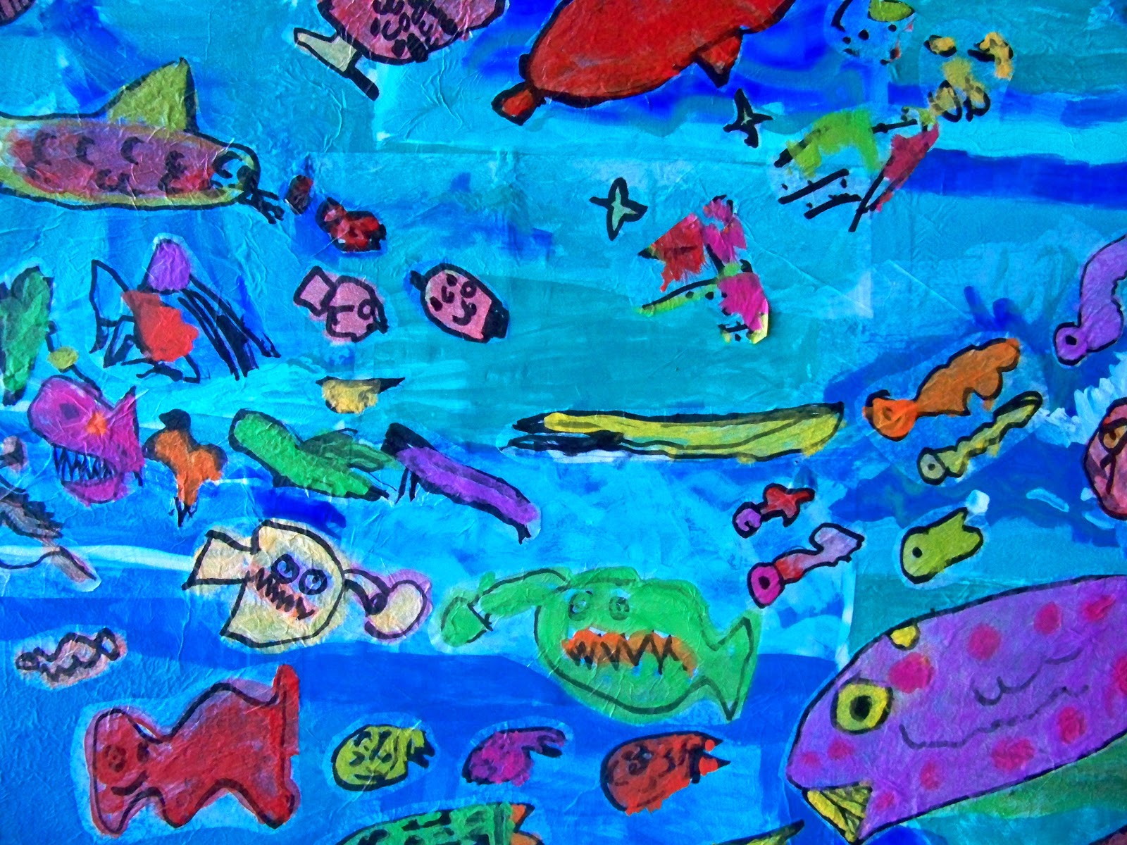 candice ashment art: A swarm of Sea Creatures! -tissue paper & paint ...