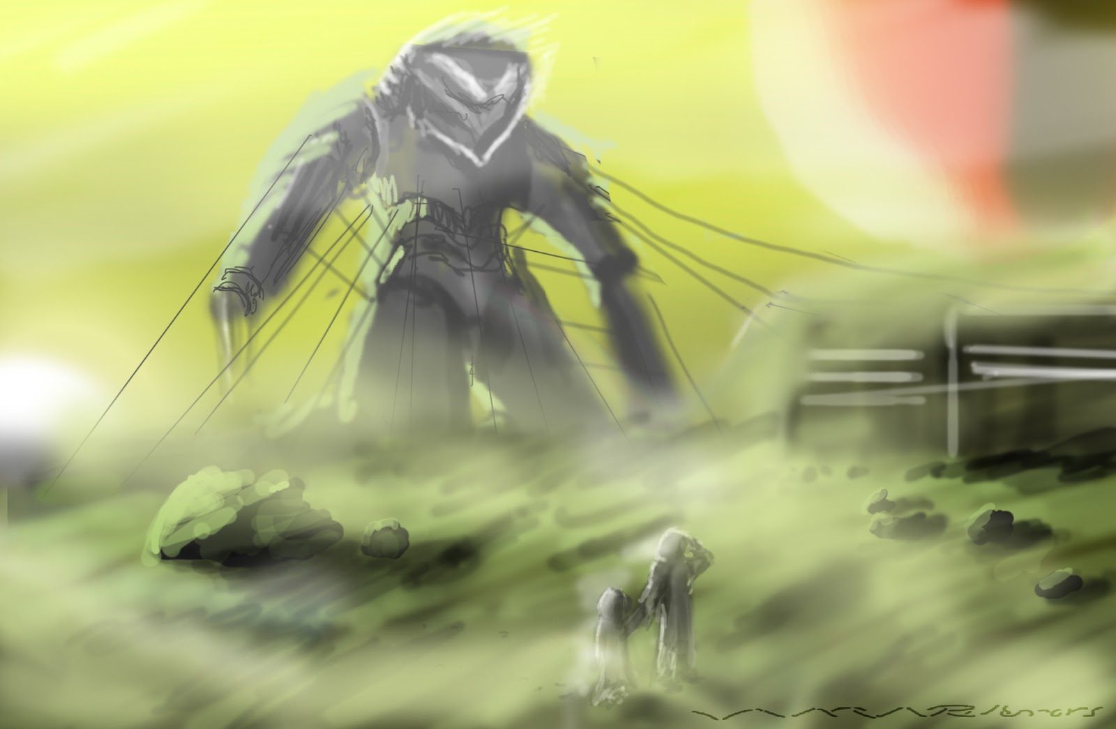 Vincent Pellemans art: Obsolete mecha warehouse