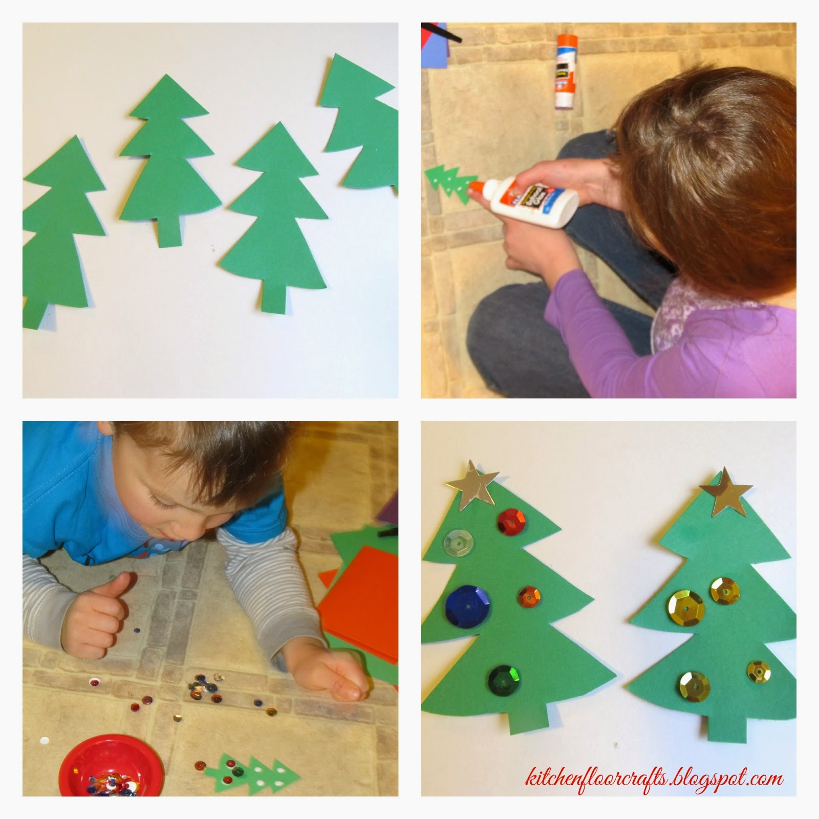 Kitchen Floor Crafts: Easy Christmas Tree Pop-Up Cards