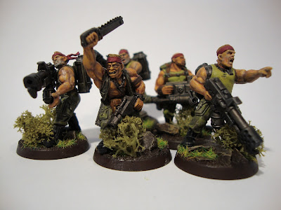 Catachan junglefighters by Zacret: Catachan flamers! Platoon command squad done for the tournament!