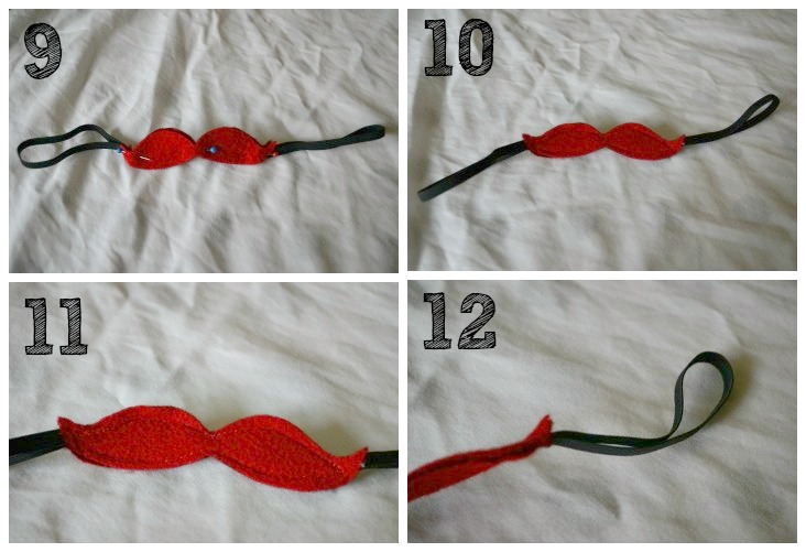 10. Sew around the whole mustache with matching thread.