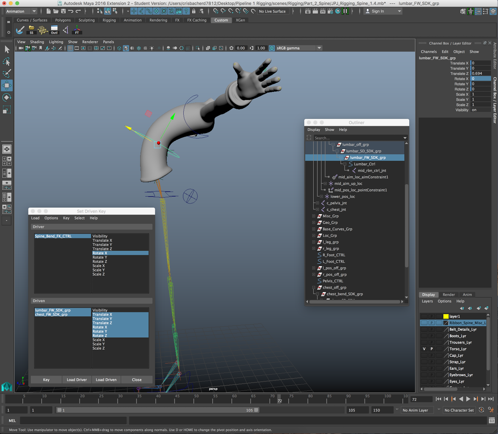 Deanna Crisbacher : Maya Pipeline 1: Rigging - IK / FK Spine (Part 2)