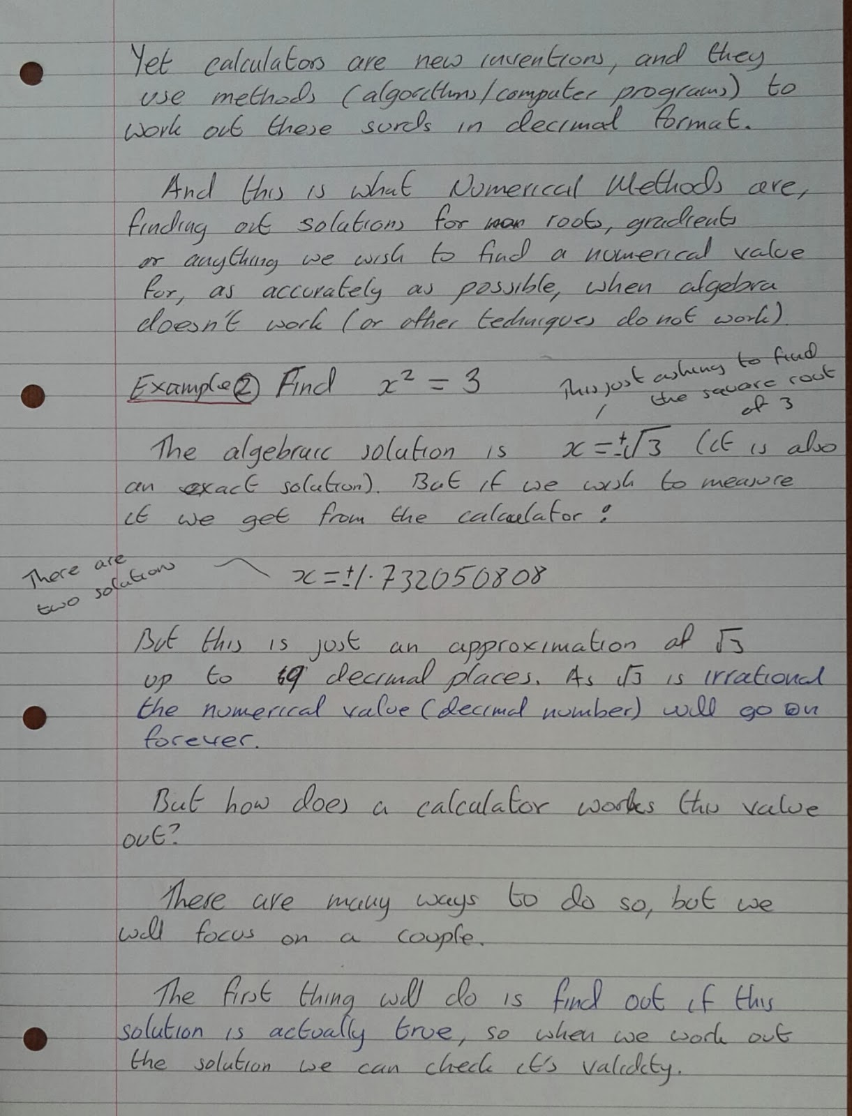 A Level Maths Notes: A2 Numerical Methods: change of sign Part 1
