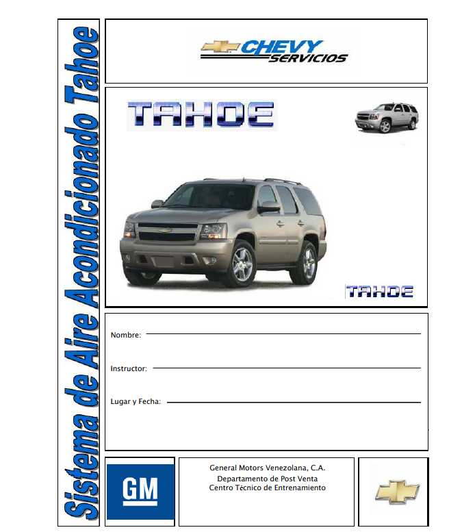 MANUAL DE SERVICIO DE SISTEMA DE AIRE ACONDICIONADO DE CHEVROLET TAHOE ...