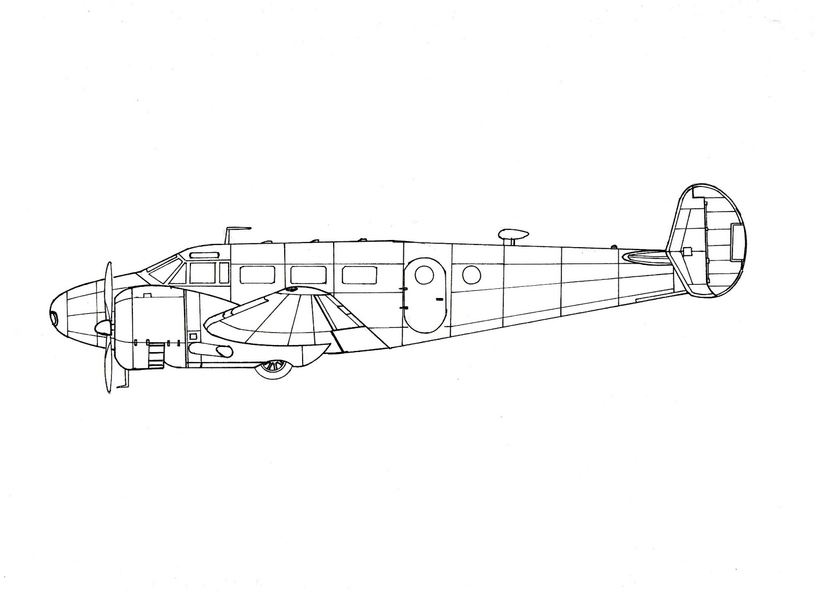 Beechcraft Model18 (C-45) "Twin Beech" ~ AIRCRAFT DRAWINGS
