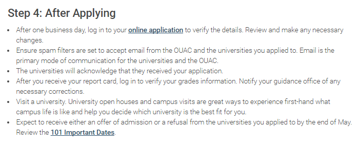 加拿大大学申请: 第四讲 OUAC 101 申请的基本流程