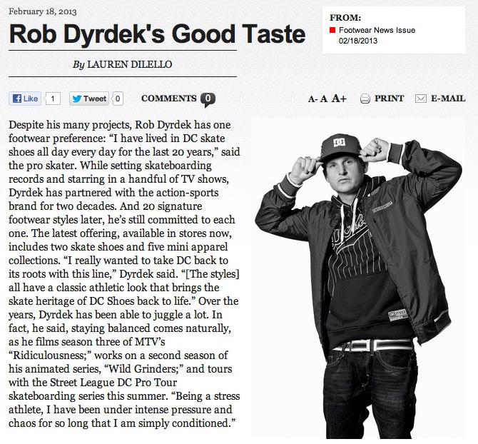 DC Public Relations: Rob Dyrdek on Women's Wear Daily