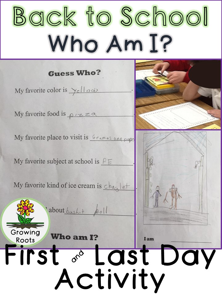 Growing Roots: Back to School Ideas - Who Am I? Activity