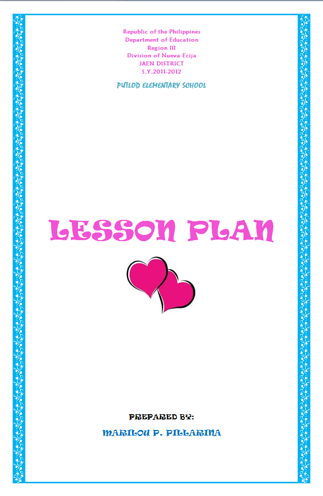 INFINITY: LESSON PLAN front page sample
