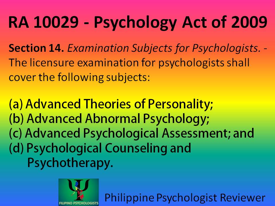 Filipino Psychologists Reviewer: Table of Specifications for BLEPP ...