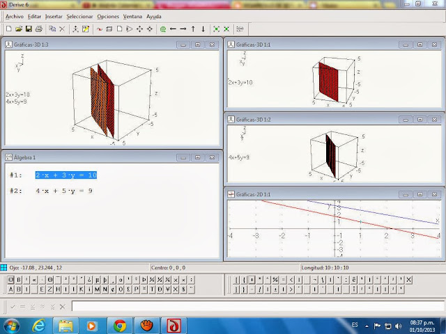DESARROLLO DE SISTEMAS DE ECUACIONES 2x2: GRÁFICA EN DERIVE 6