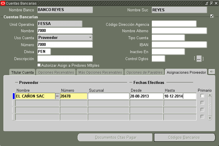 Compartiendo Tips de Oracle: Asignación de cuenta proveedor