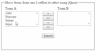 jQuery to move items from one ListBox to another in Asp.Net C#,VB ~ Asp.Net,C#.Net,VB.Net,MVC ...