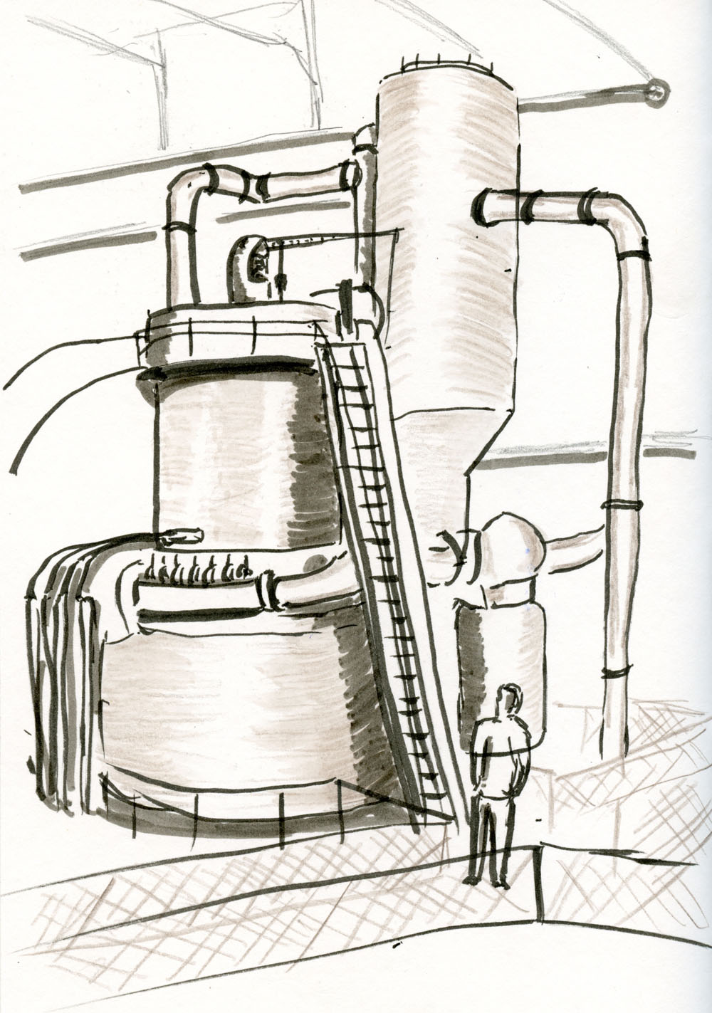 Urban Sketchers Seattle: Georgetown Steam Plant: Freezing, Inside and Out