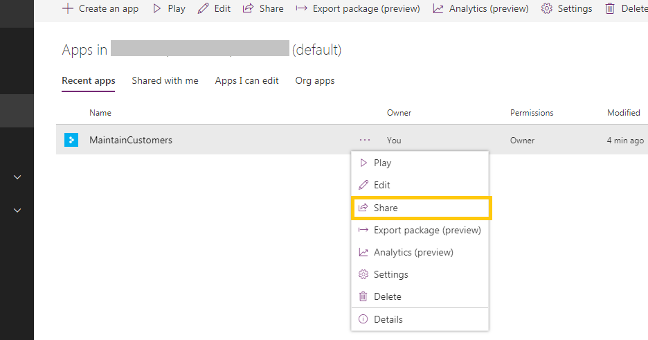 Dynamics AX Technical Blog: Microsoft PowerApps: How to share a PowerApps